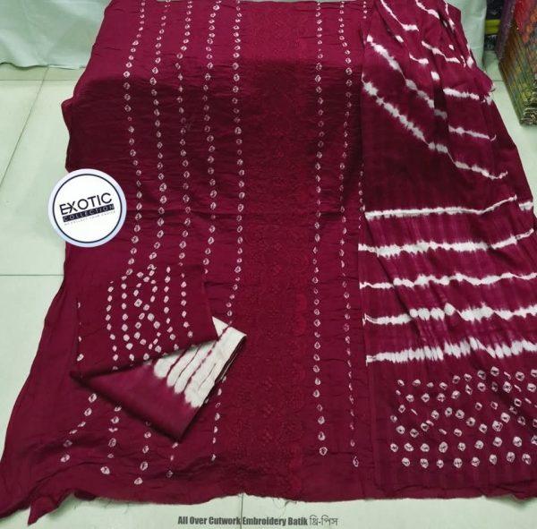 All Over Cutwork Embroidery Batik 3-Piece Set-2 – Exotic Collection BD